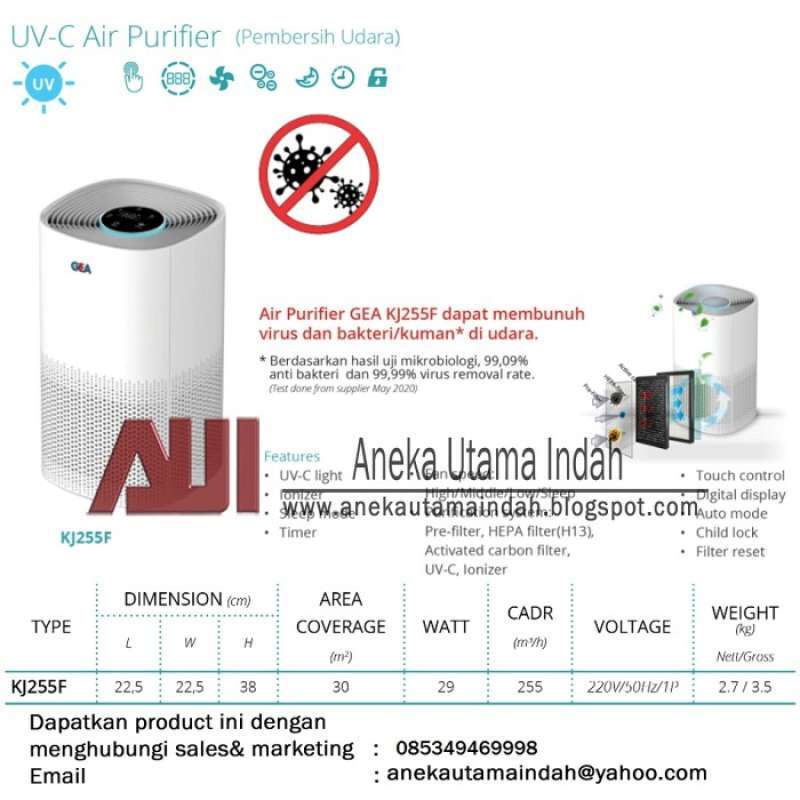 Promo GEA KJ255F UV-C AIR PURIFIER - ALAT PEMBERSIH UDARA DI RUANGAN Diskon 20% di Seller Home ...
