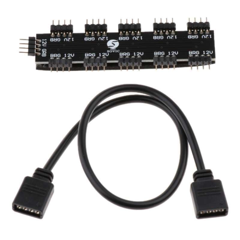 Promo 10 In 1 Computer Case RGB Fan Hub Controller LED Light Splitter ...