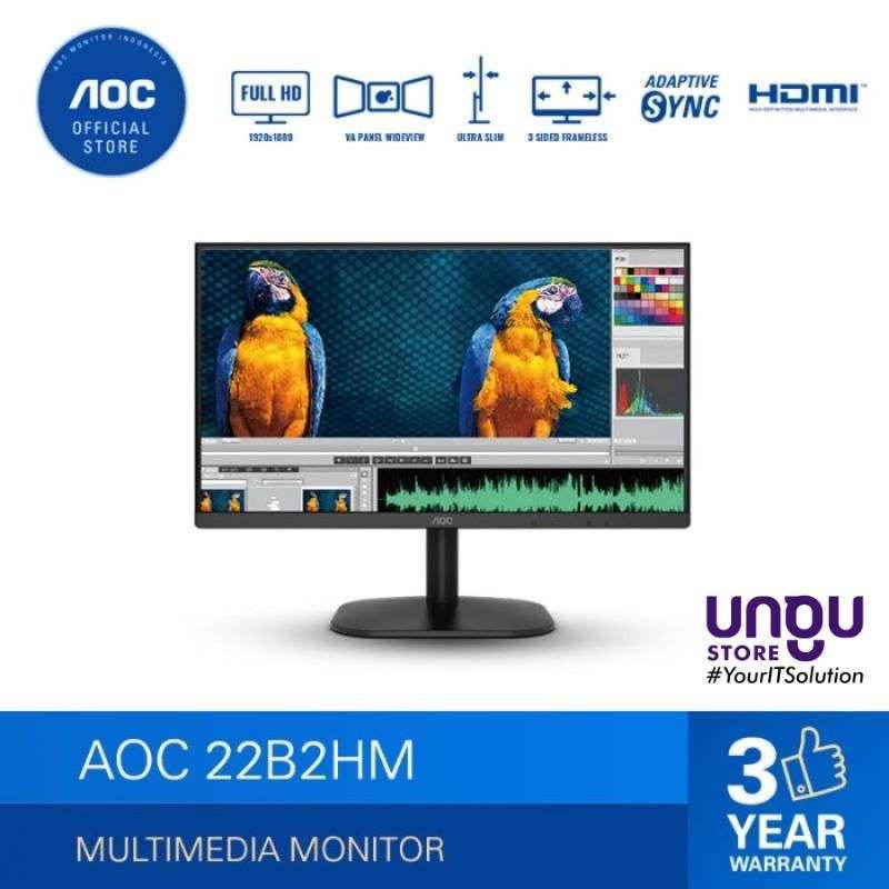 Jual Monitor LED AOC 22B2HM 21.5 Full HD 75Hz Ultra Slim 22 Inch LED ...