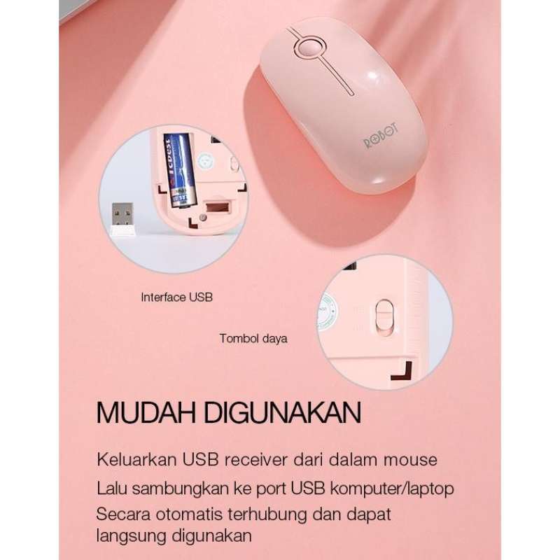 Promo Robot M330 Wireless Mouse Silent Key Cherry Scroll Diskon 18% Di ...