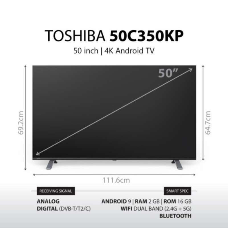 Promo Toshiba 50c350kp 4k Uhd Hdr Smart Android Tv 50 Inch Diskon 5% Di Seller Semeru Elektronik ...