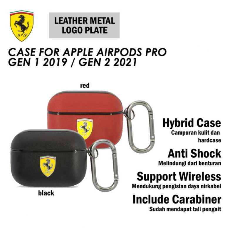 Jual Case AirPods Pro 1 2 Ferrari Leather Bumper Keychain Casing ...