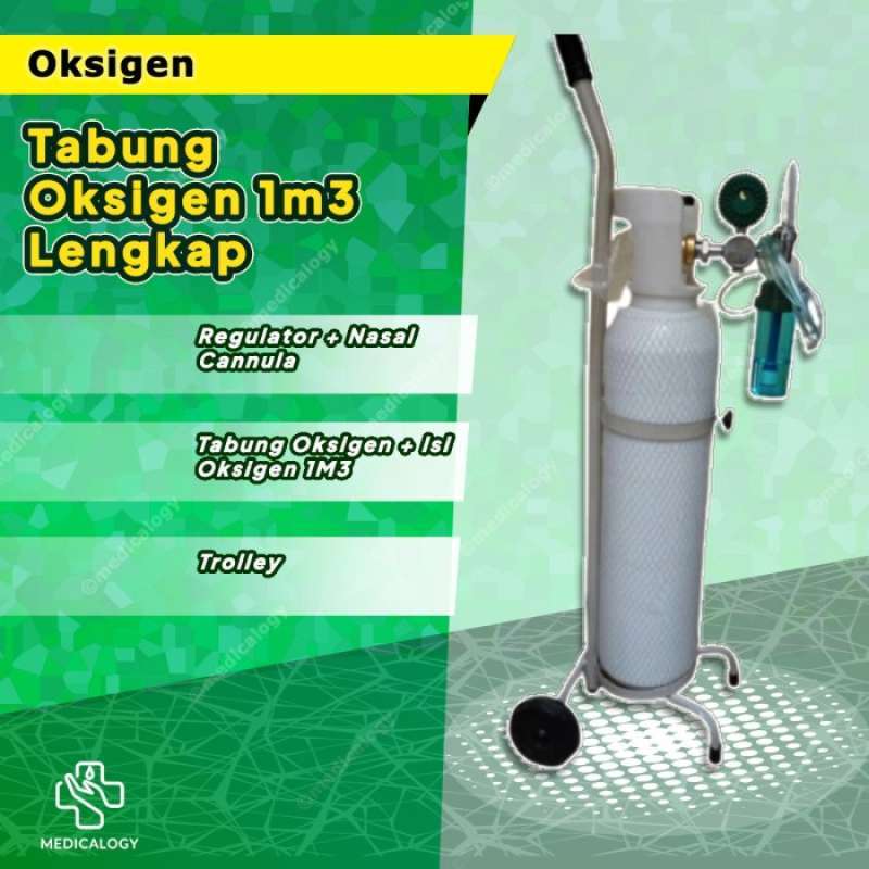 Jual Tabung Oksigen 1m3 Siap Pakai Lengkap -regulator, Oksigen, Isi, Troli Di Seller Afifah Tick ...