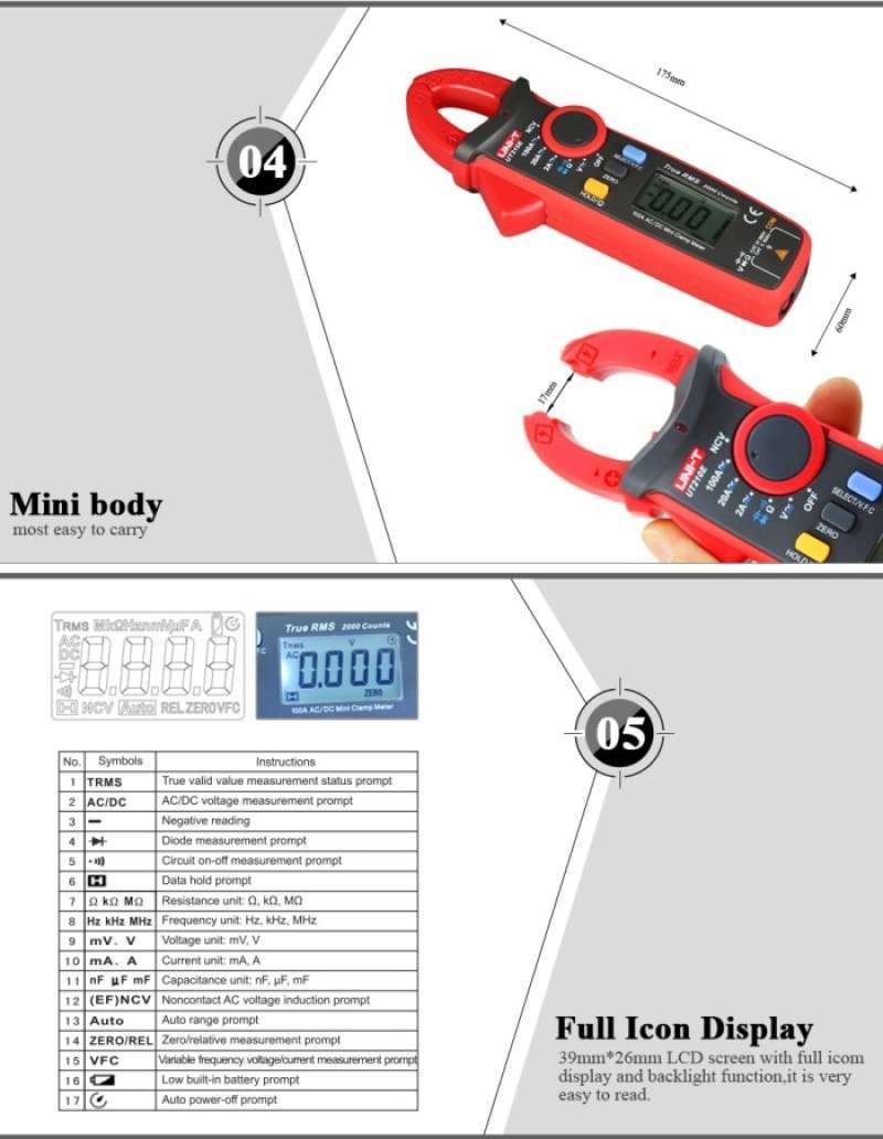 Jual Uni-t Ut210e - Mini Clamp Meter True Rms - Tang Ampere Jepit ...