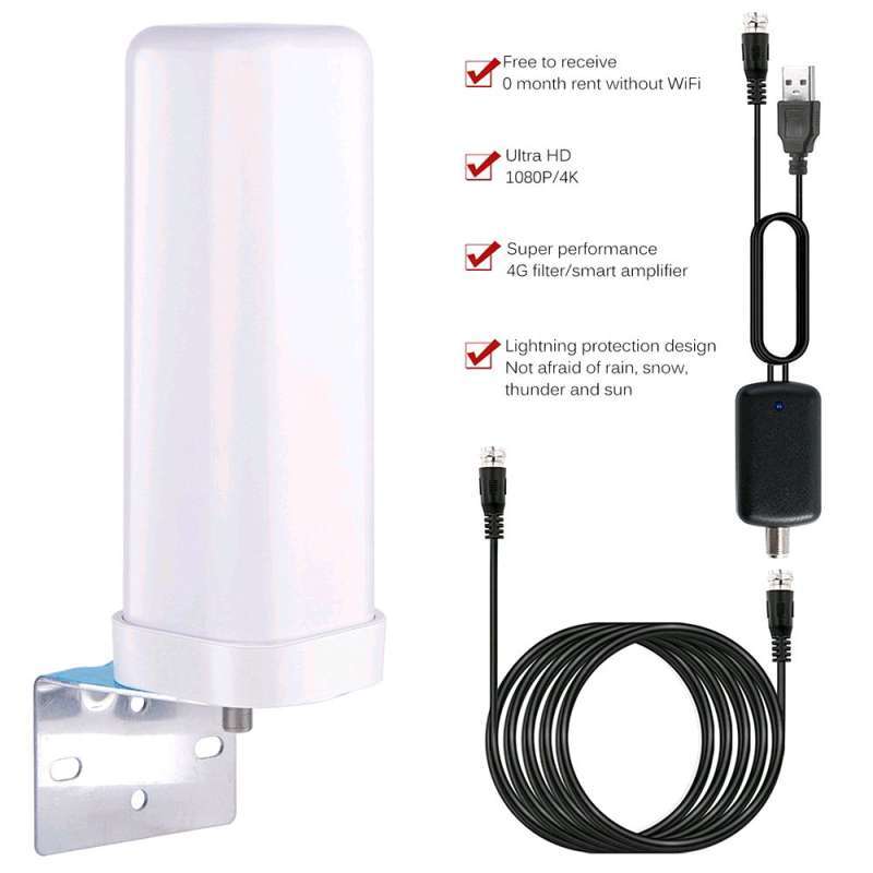 Jual Powstro Antena Tv Digital Outdoor Dvb-t Amplifier Hdtv 4k - Po80 ...