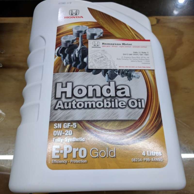 Promo Oli mesin E-Pro Gold 0W-20 (4L) Fully Synthetic ORIGINAL Honda Diskon 23% di Seller Huma ...