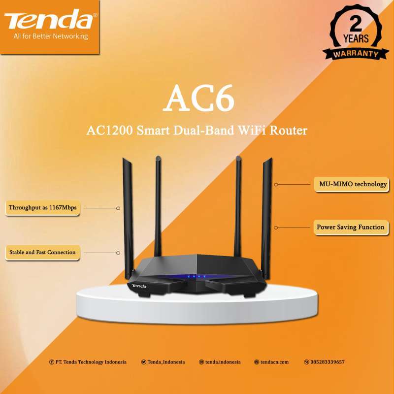 Jual Tenda AC6 - Router WiFi Dual-band Canggih AC1200 di Seller Tenda Indonesia - Ruko Harco ...