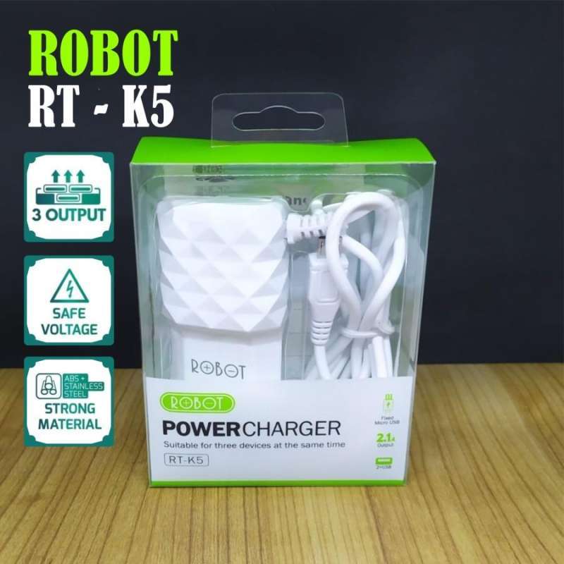 Jual CHARGER ROBOT RTK5 DUAL USB PORT 1 KABEL 2A RT-K5 di Seller kimo ...