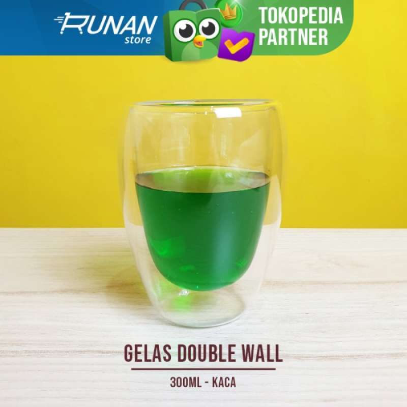 Promo Gelas Double Wall Glass 350ml Gelas Teh Kopi Anti Panas 350 Ml Beling Diskon 23 Di Seller