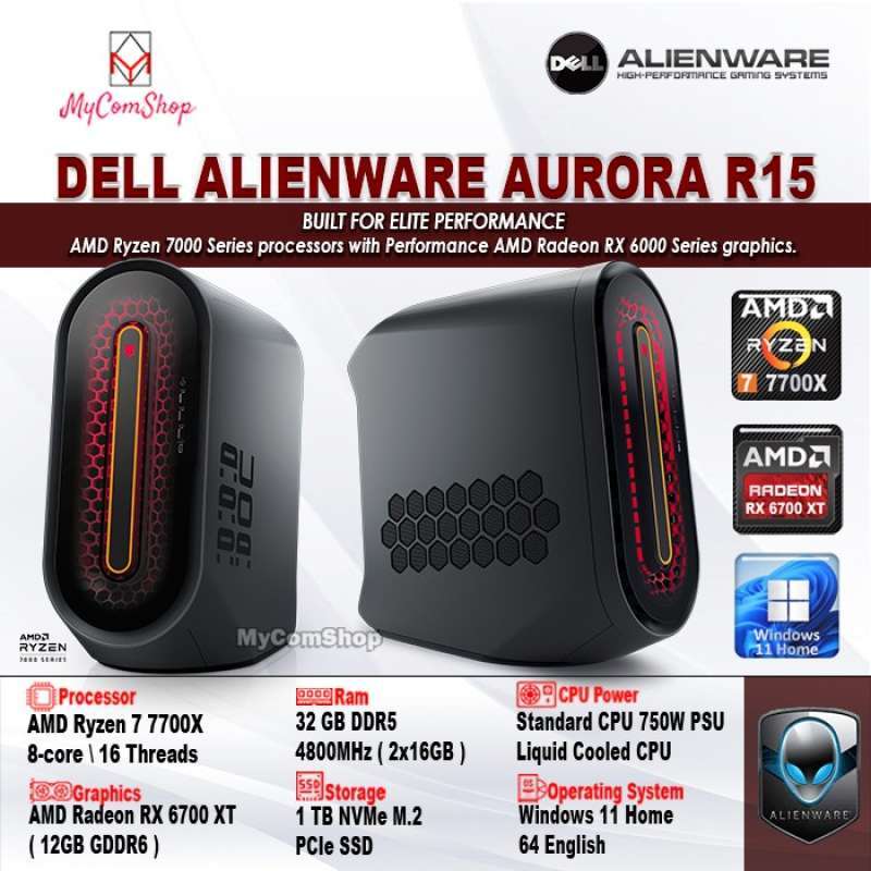 Jual DELL ALIENWARE AURORA R15 RYZEN 7 7700X 32GB 1TB AMD RX 6700 XT 12GB di Seller Mycomshop ...