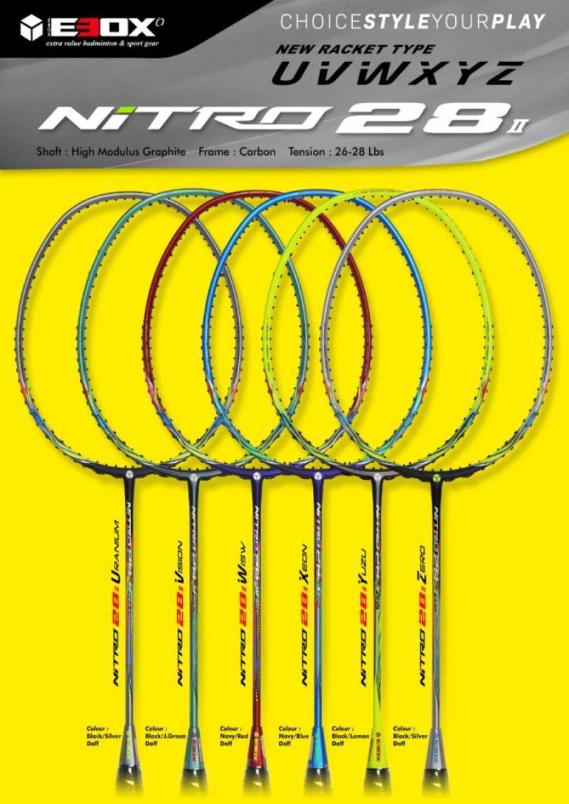 Jual New Raket Badminton Ebox Nitro 28 Ii Type U V W X Y Z Asli ...