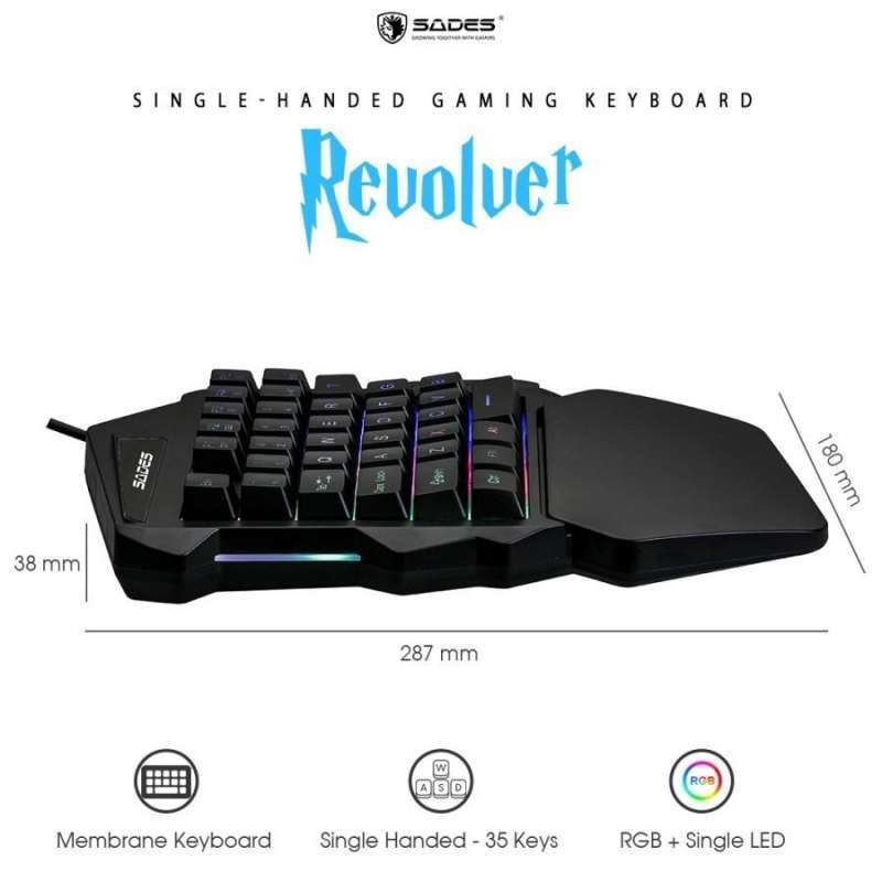 Jual Keyboard Gaming Sades Revolver Ts-36 Single Handed Rgb Led ...