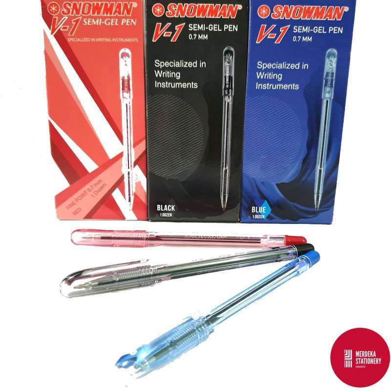 Jual (ISI 12)Pulpen/Bolpen/Ballpoint/Ballpen Snowman V1 (MERAH/BIRU ...