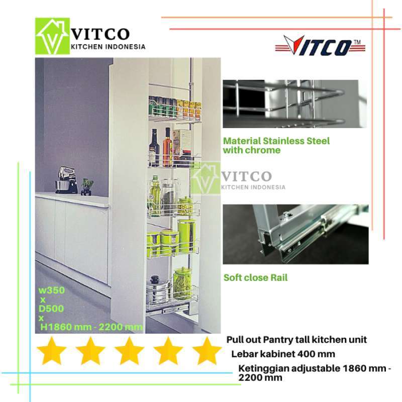 Jual VITCO Stainless Steel Soft Close Pull out Tall Kitchen Unit / Rak ...