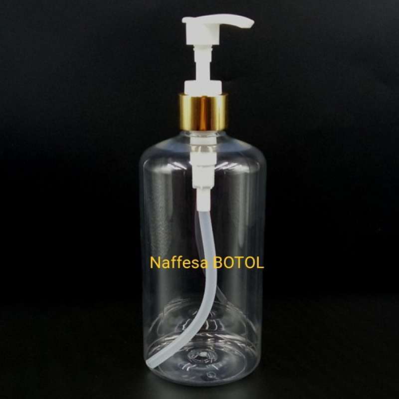 Jual Botol Pump 500 ML Ring Gold / Botol 500ml clear Pump Gold di ...
