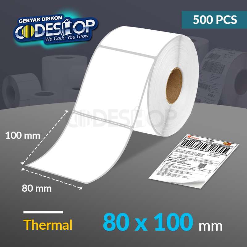 Jual Codeshop Label Stiker Thermal 80x100 mm 1 Line Core 1 Inch Isi 500 ...