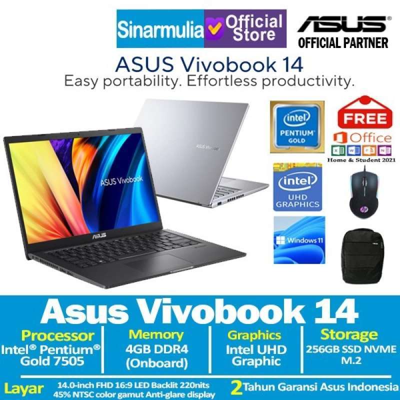 Jual Asus Vivobook 14 A1400ea Pentium Gold 7505 256gb Ssd 4gb Fhd Win11 ...