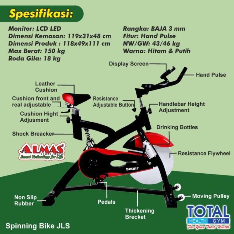 Jual Sepeda Statis Spinning Bike Jls Total Fitness Speeds Tl 8308 Tl-8308 Di Seller Treadmill ...