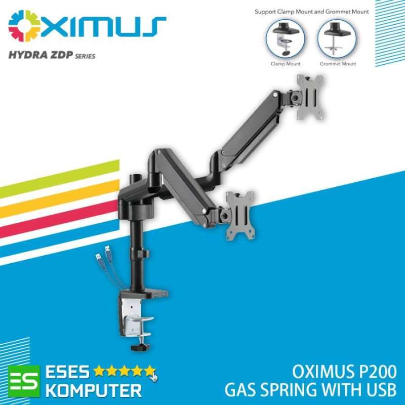 Jual Bracket Monitor Gas Spring OXIMUS P200 USB | DUAL Monitor LCD LED ...