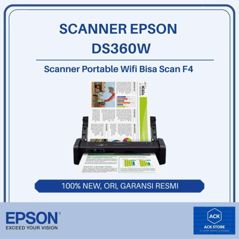 Jual Scanner Epson Workforce DS360W DS 360W Portable WIFI Docs Auto ...