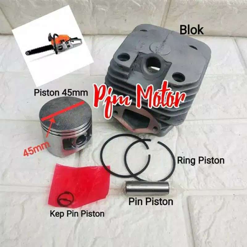Promo Cylinder Block Blok Komplit Mesin chainsaw Sinso Mini 5200 5500 ...