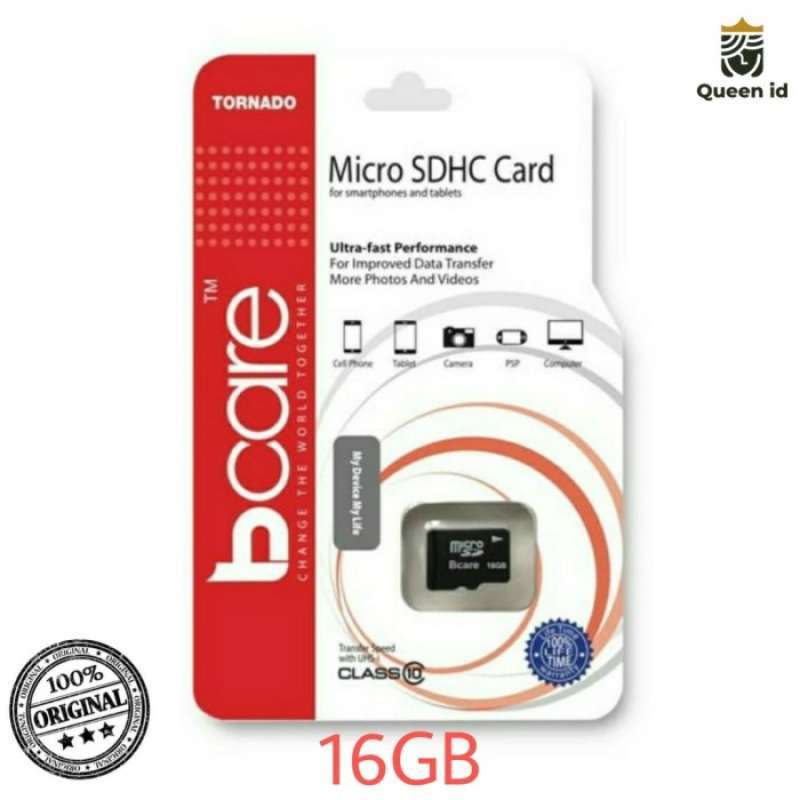 Promo Bcare Micro SD 16GB Memory Card MicroSD HC Class 10 100Mbps Garansi Resmi 1Th Diskon 1% di ...