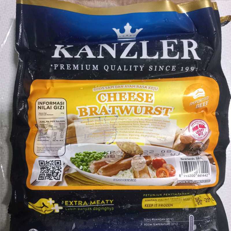 Jual Sosis Kanzler Sosis sapi kanzler Sosis Cheese Bratwurst 360g isi 5 ...