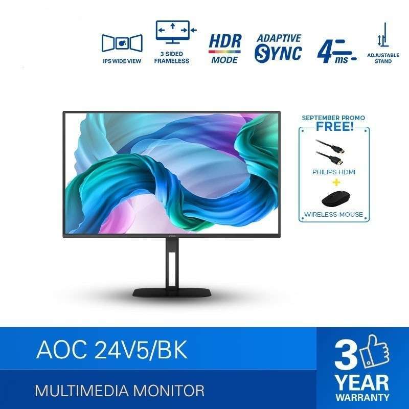 Jual Monitor AOC LED 24 24V5 IPS FHD 75hz Frameless Ultra Slim di ...