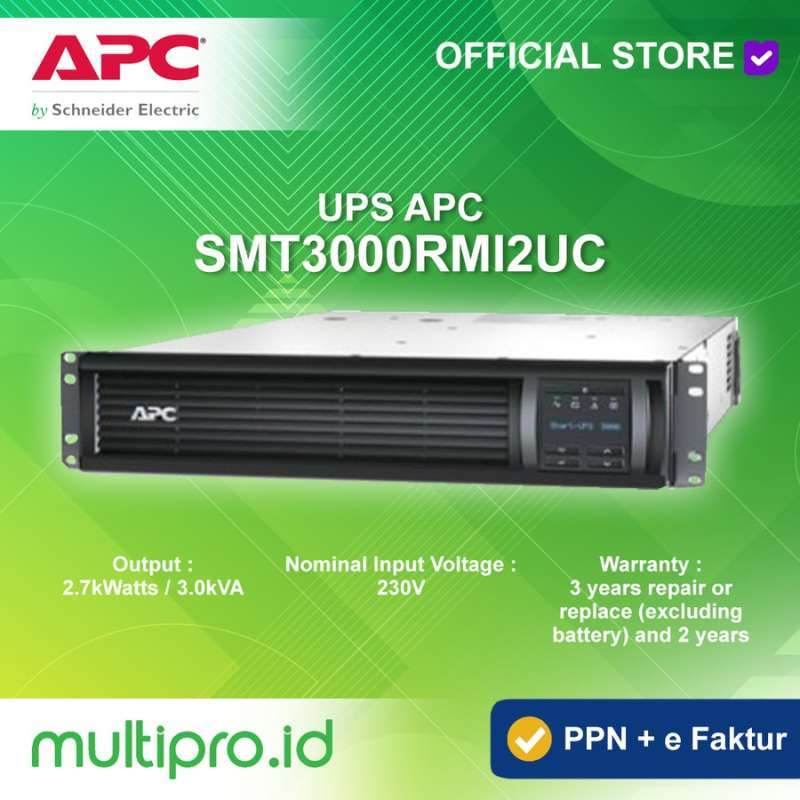 Jual UPS APC SMT3000RMI2UC Smart-UPS 3000VA LCD RM 2U 230V SmartConnect di Seller MULTIPRO.ID ...