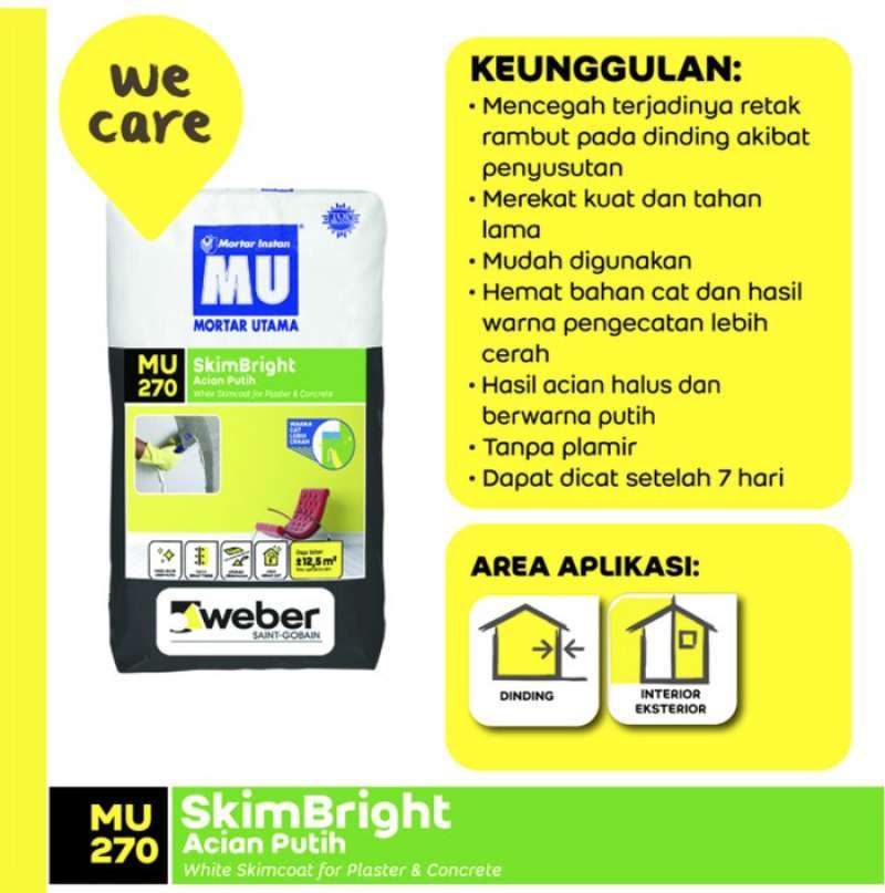 Promo Mortar Utama Mu-270 Skimbright Acian Putih 25Kg Diskon 23% di ...