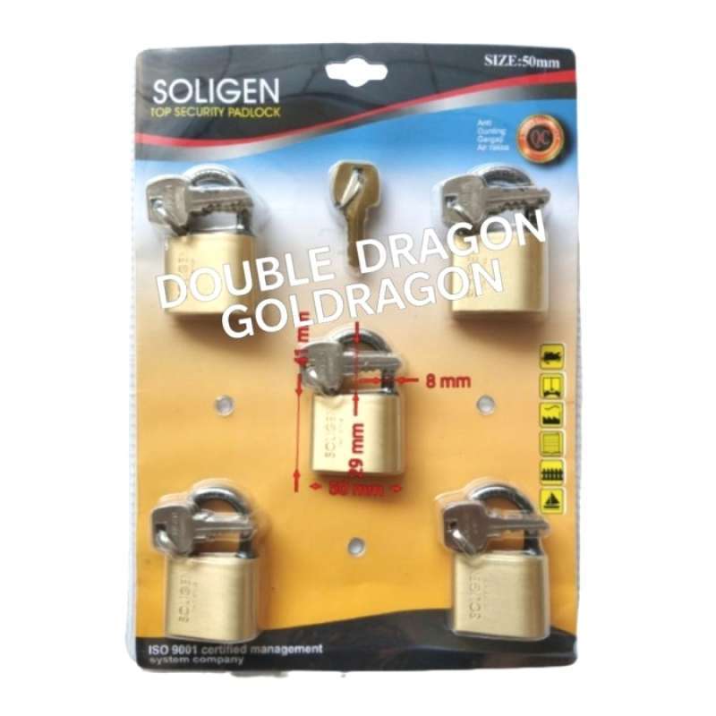 Promo Gembok Soligen Masterkey Baja Hitam 50 Mm X 5 Pcs Diskon 23% di ...