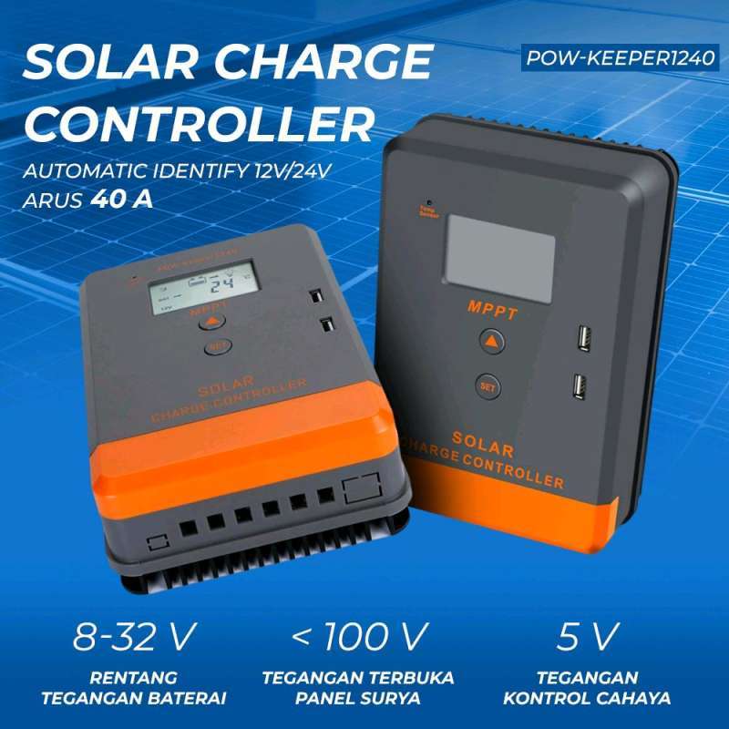 Jual PowMr MPPT Solar Charge Controller Automatic Identify 12V/24V 40A ...