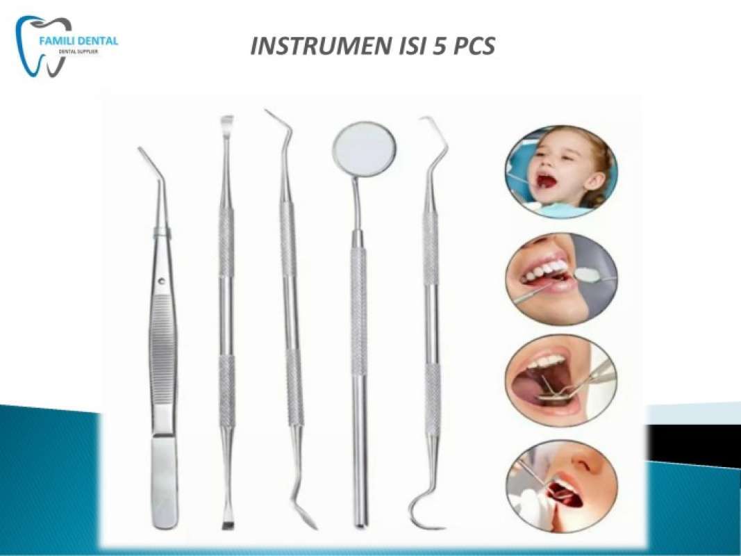 Jual Dental kit isi 5 alat dokter gigi kaca mulut sonde halfmoon pinset ...