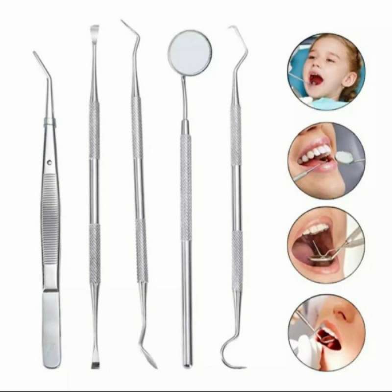 Jual Dental kit isi 5 alat dokter gigi kaca mulut sonde halfmoon pinset ...