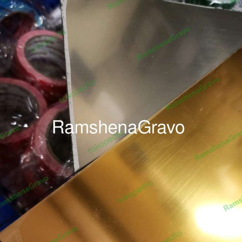 Promo Bahan grafir/gravoply/name tag/panel/hairline gold/silver ...