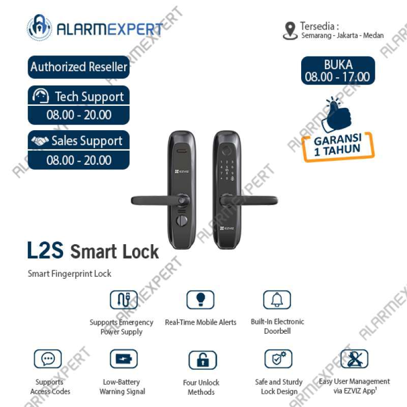 Jual EZVIZ Smart Fingerprint Lock Built-In Doorbell 4 Unlock Methods ...