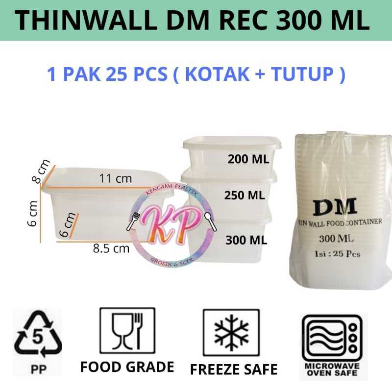Jual Thinwall DM REC 300 ML Food Container Kotak Makan Plastik { 25 Pcs } - CLEAR di Seller ...