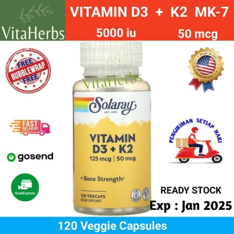 Promo SOLARAY VITAMIN D3 + K2 MK7 120 VEGETABLE KAPSUL Diskon 33% di Seller Nur Nur Toko - Tegal ...