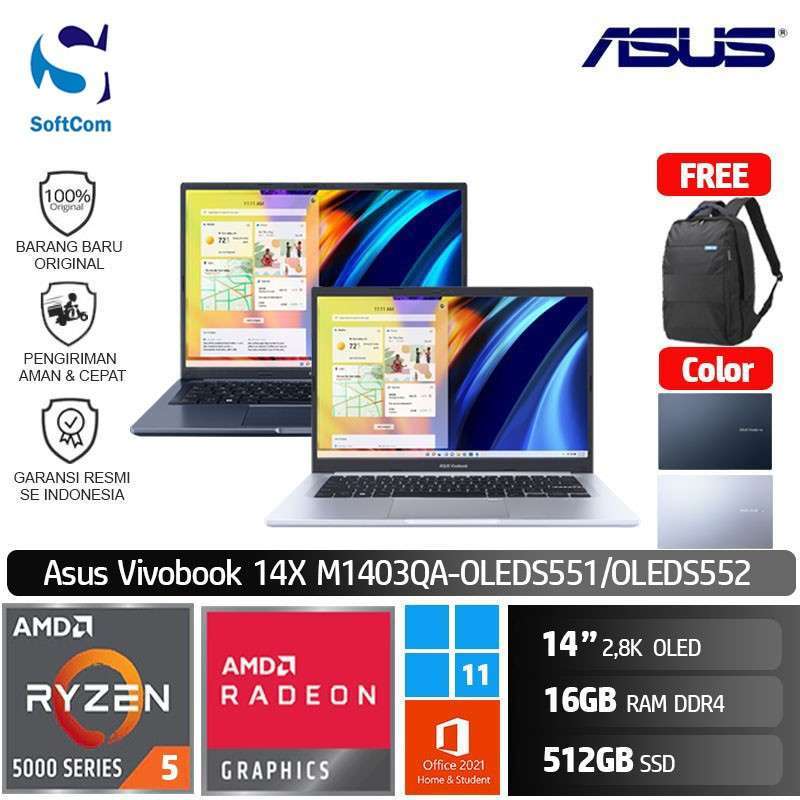 Jual Asus Vivobook 14x M1403qa Oleds551 Oleds552 Notebook [amd Ryzen 5 ...