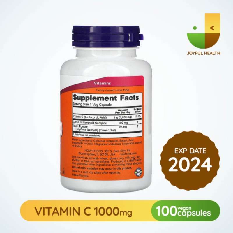 Jual Vitamin C -1000 With Bioflavonoids, 100 Veg Capsules, Now Food Di ...