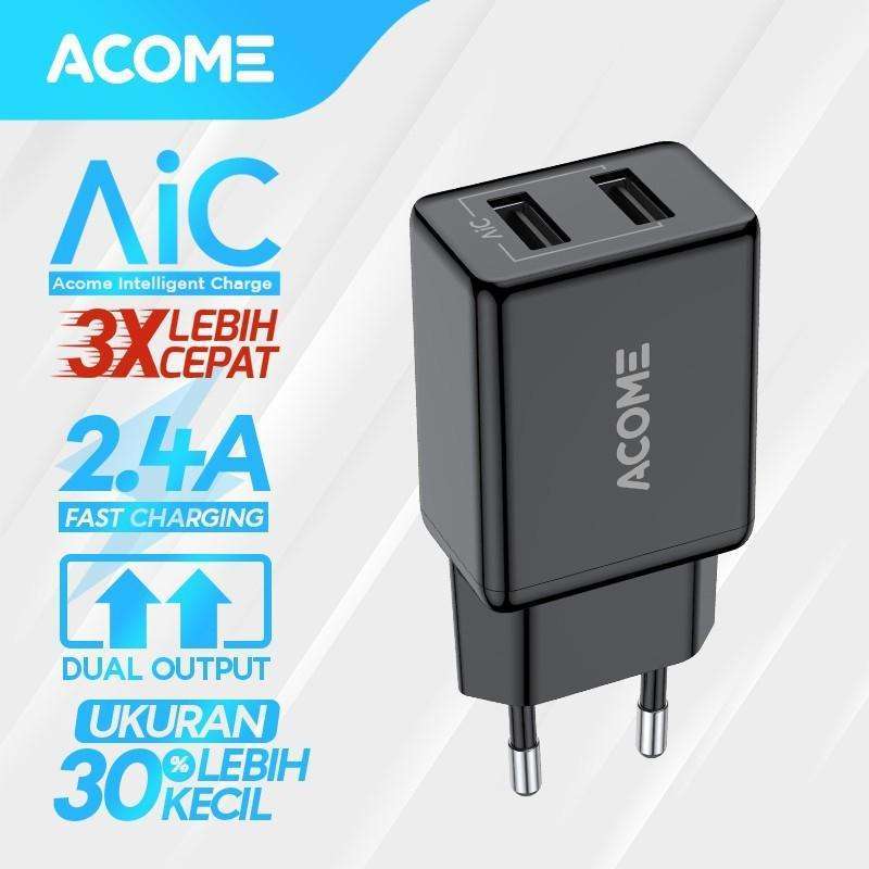 Jual Acome AC03 Charger Adaptor 2.4A AiC Fast Charging 2 Port Usb ORIGINAL di Seller excelencia ...