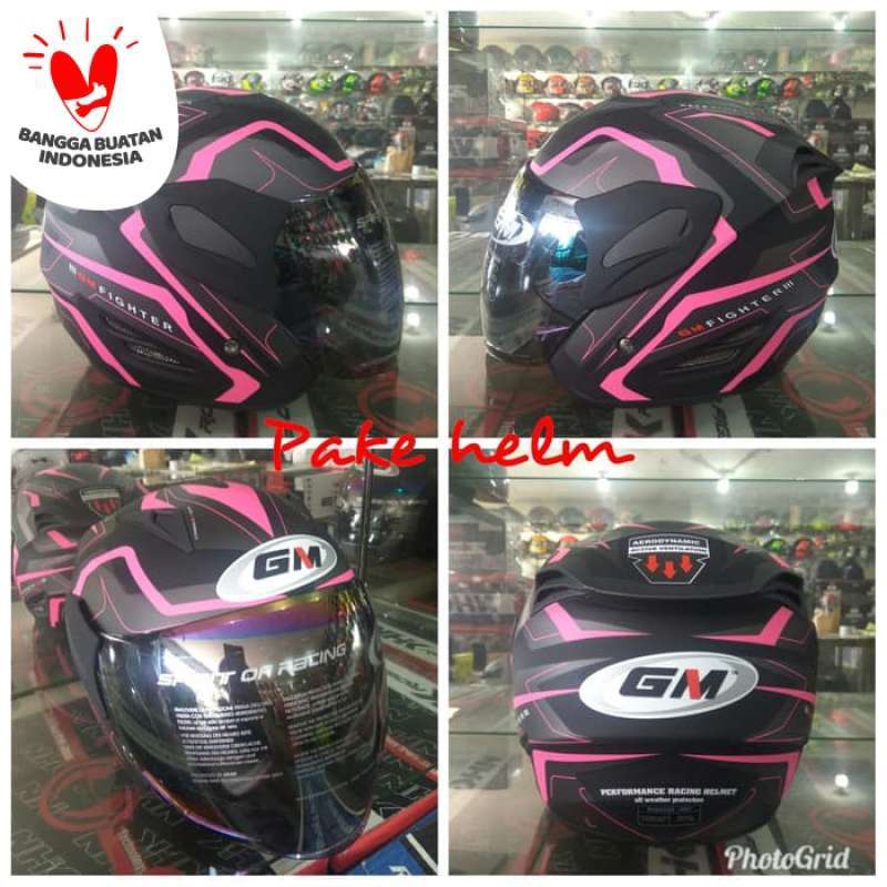 Jual HELM GM FIGHTER GV2 BLACK PINK DOFF HELM GM HALF FACE di Seller ...