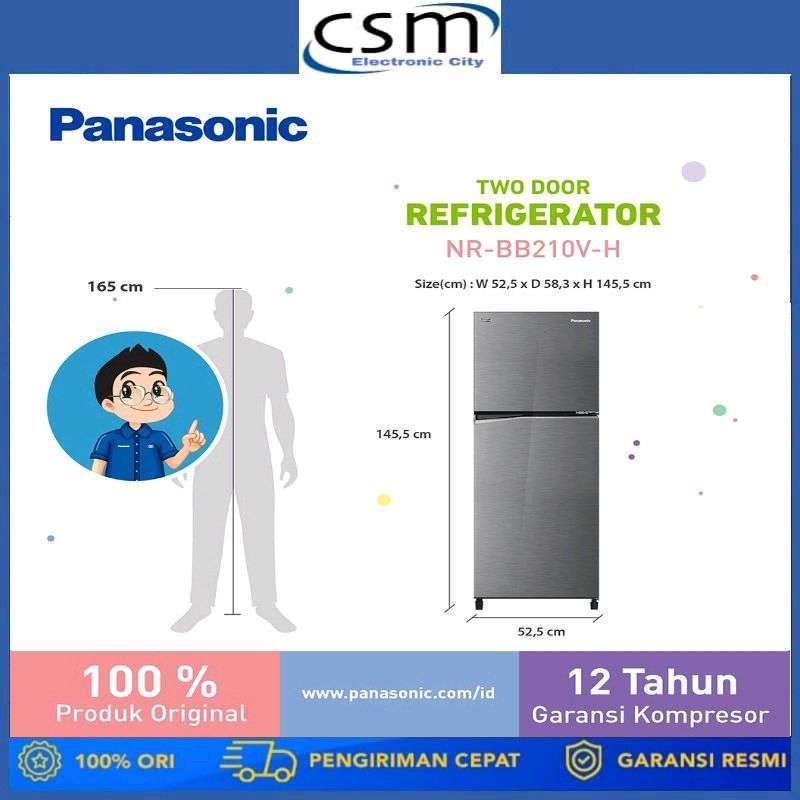 Jual Panasonic Kulkas 2 Pintu 210 L Nr-bb210v-h / Nrbb210vh Inverter ...