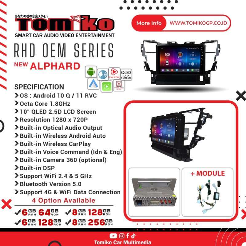 Jual Head Unit Android Tomiko OEM for New Alphard with Module Camera ...