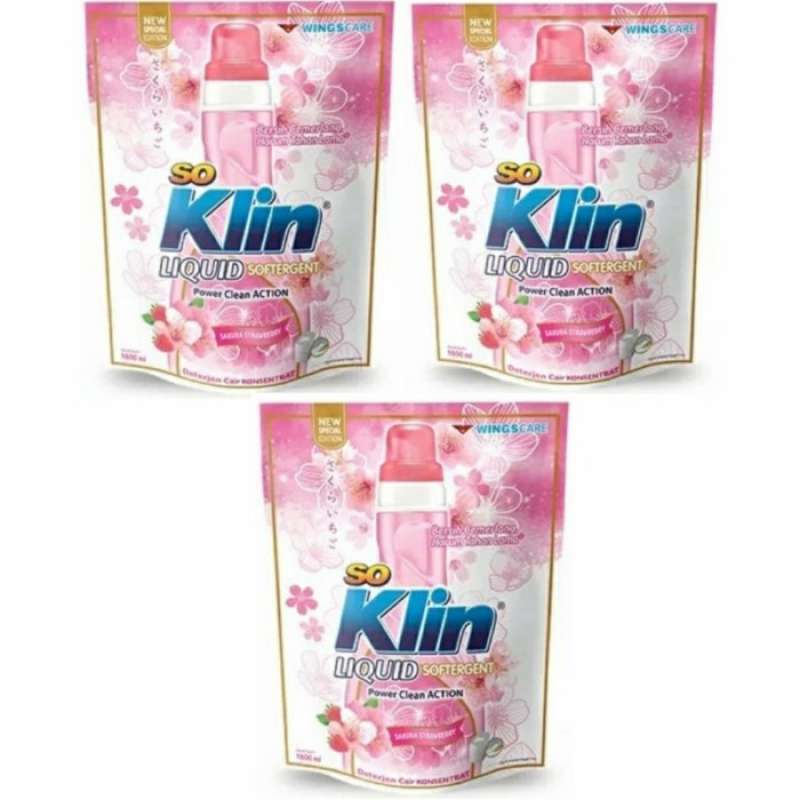 Jual Deterjen Cair So Klin Liquid Softergent Sakura Strawberry 1600 Ml 3 Pc Di Seller Anes ...