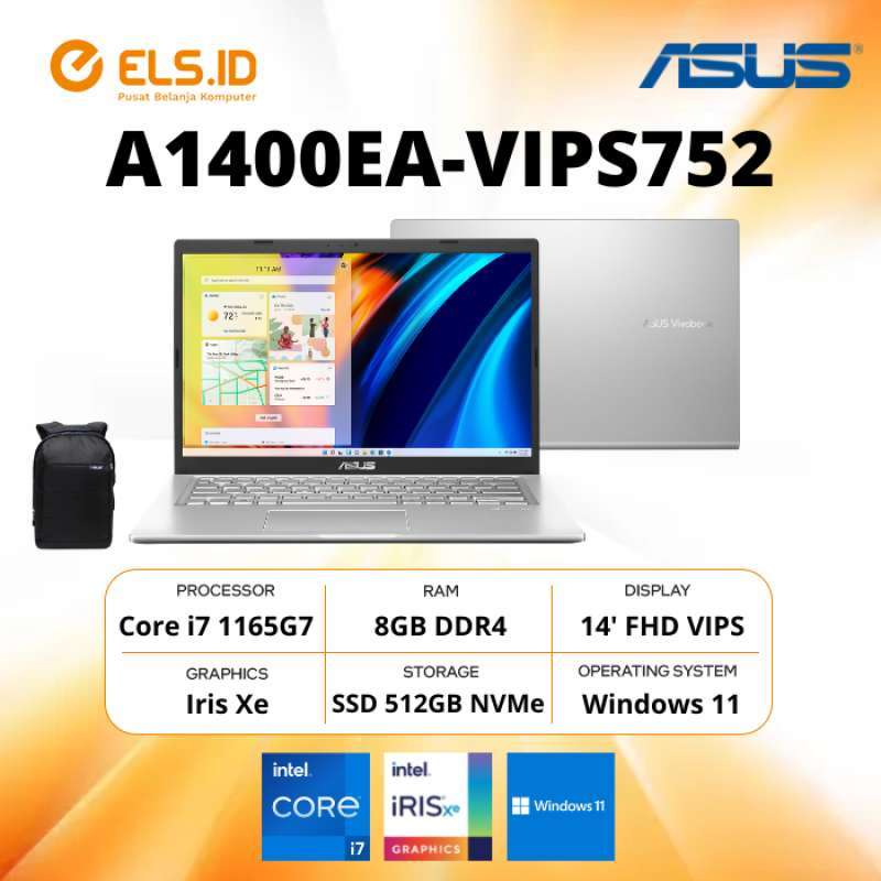 Jual Asus Vivobook 14 A1400ea-vips752 I7 1165g7 8gb Ssd 512gb 14' W11 ...