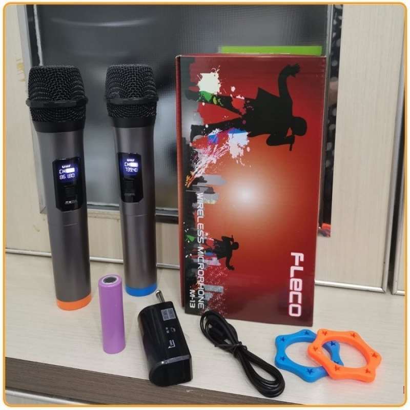 Promo Wireless Microphone Fleco M-13 Double Mic / Fleco F-m02 Single ...