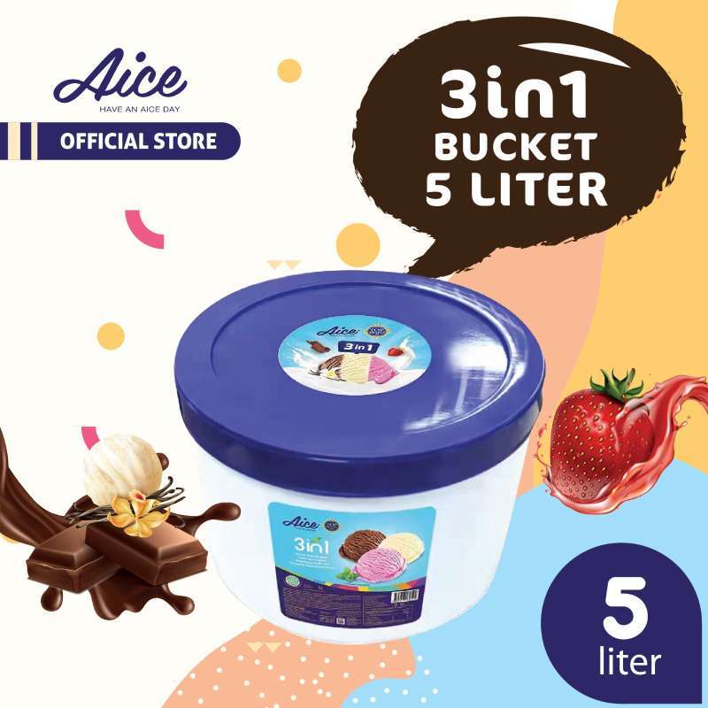 Promo Kemasan Ekonomis 5 L Aice 3in1 Bucket Ice Cream Es Krim Ember ...