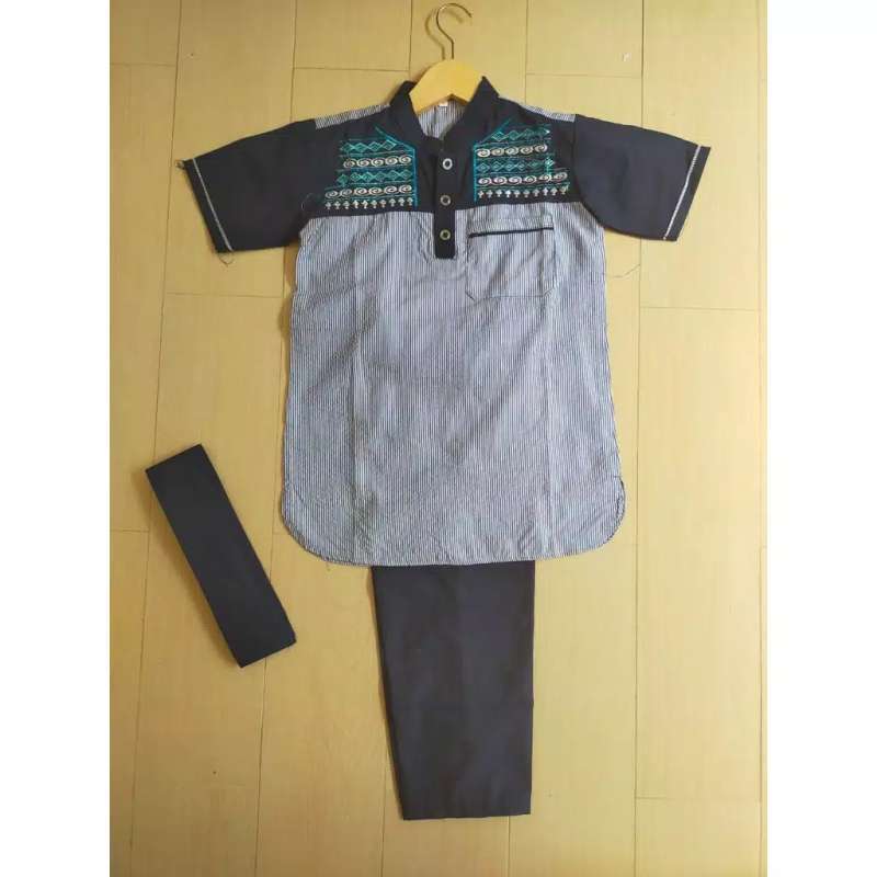 Promo Koko Anak Set Turki Salur Safar Bordir / Koko Salur Garis Dada ...