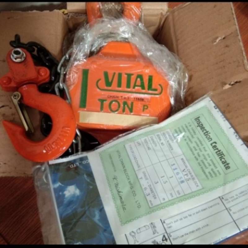 Jual chain block 1 ton x 3 meter VITAL - takel 1 ton JAPAN ORIGINAL ...